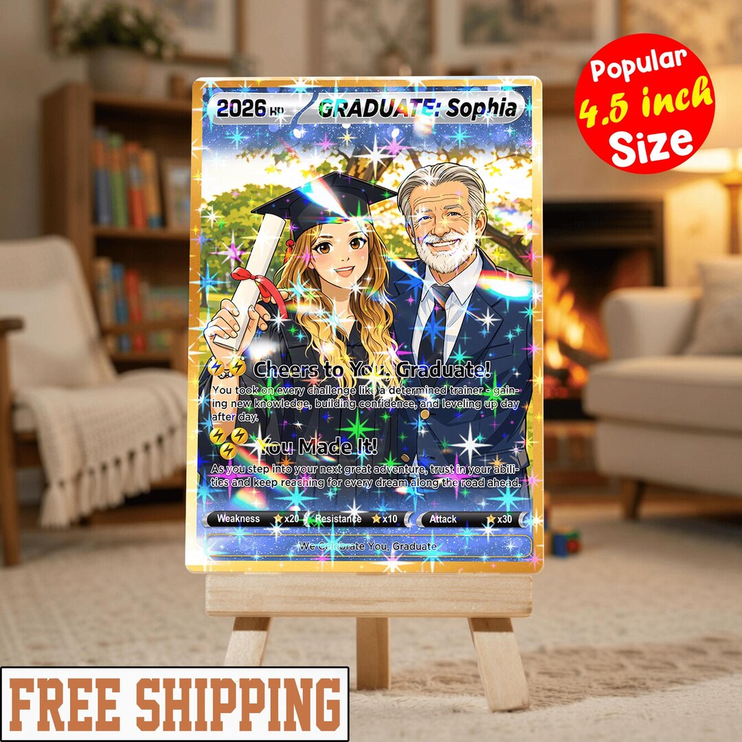 Personalized Pokémon Graduation Card, Custom Anime Photo Grad Gift ...
