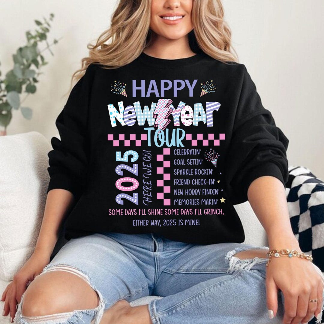 Happy New Year Tour 2025 Sweatshirt, New Year 2025 Tour Shirt, Coquette ...