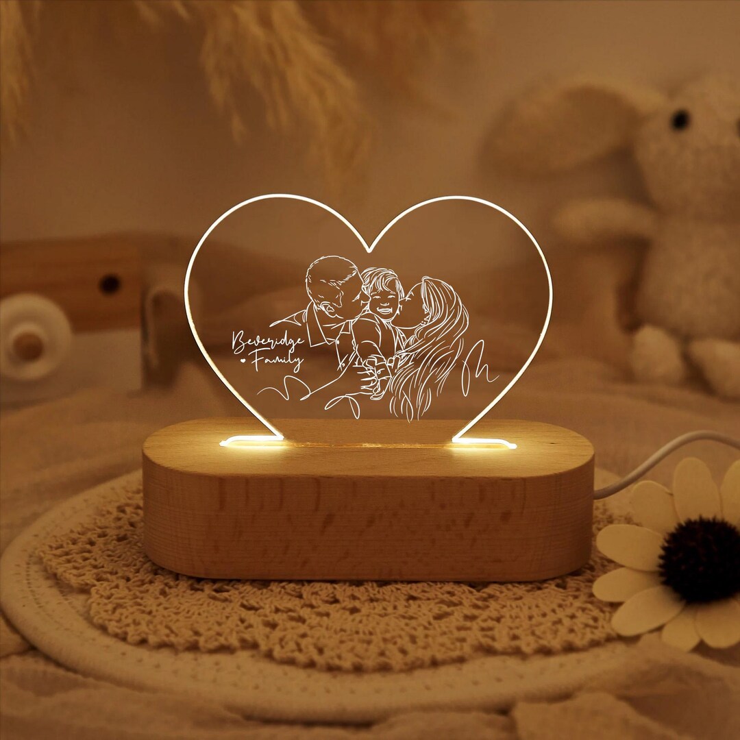 Personalized Family Night Light, Photo Family Night Lamp, Family Gifts ...