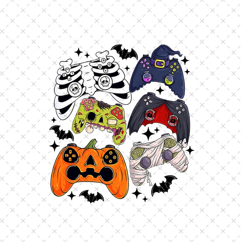 Retro Halloween Gaming Controller Png, Skeleton Zombie Halloween Png ...