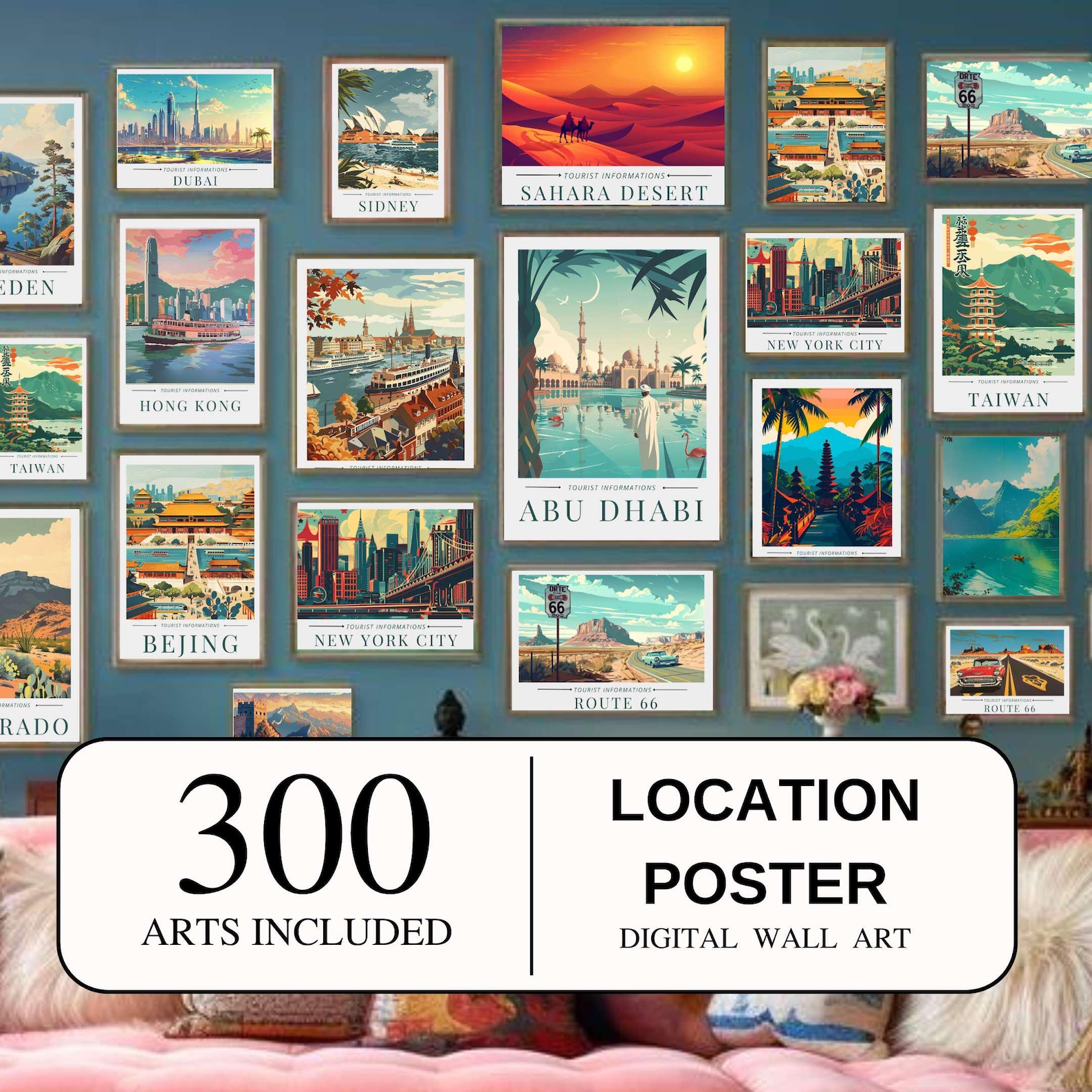 Location Poster, Over 300 Arts, World Map Decor, Retro Travel Posters ...