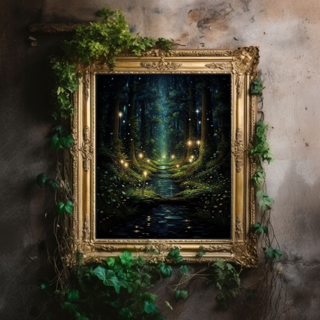 Enchanted Forest | Spiritual Forest, Forest Print, Fantasy Painting ...