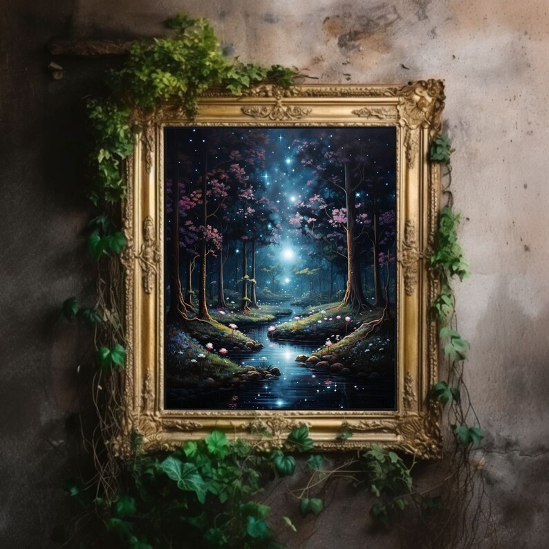 Enchanted Forest | Spiritual Forest, Forest Print, Fantasy Painting ...