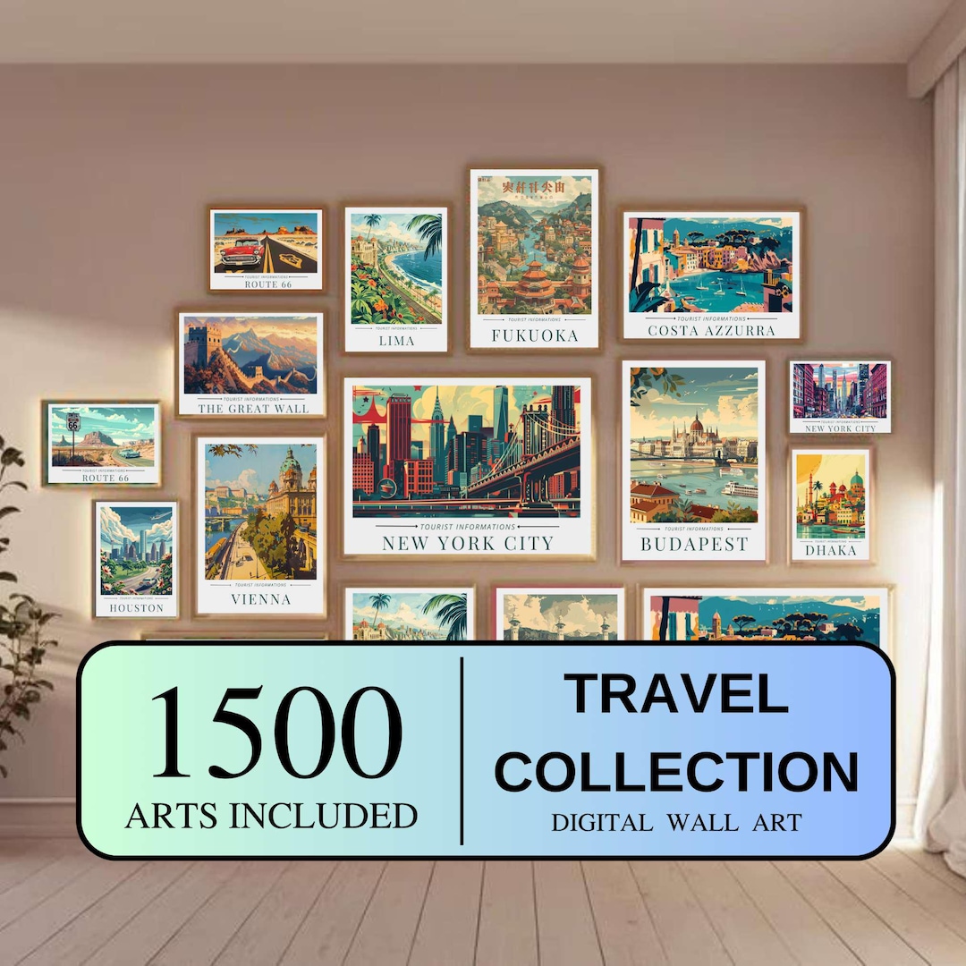 Over 1500 Travel Posters, World Travel Prints, Digital Art, Aesthetic ...
