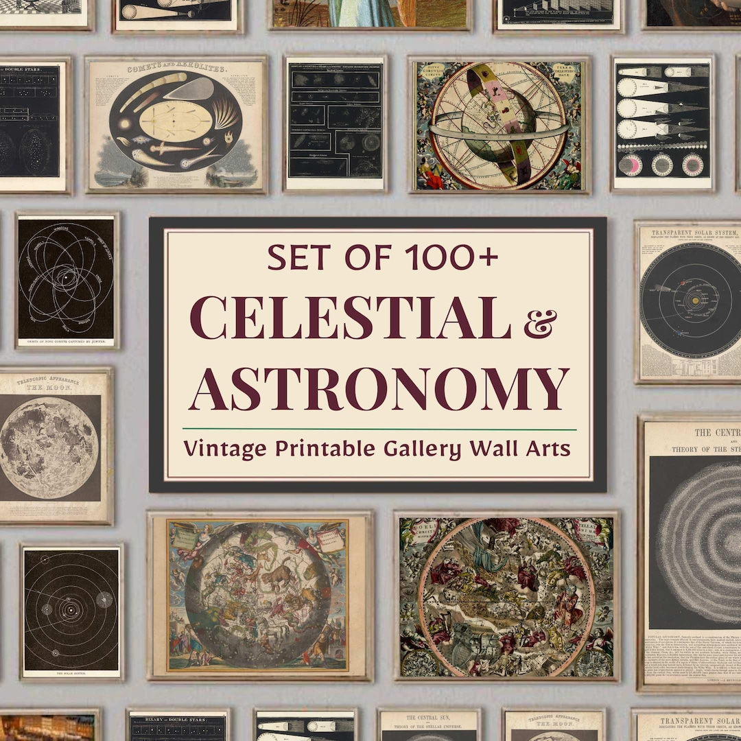 100+ Vintage Celestial Prints – Astronomy Wall Art Bundle | Star Maps ...