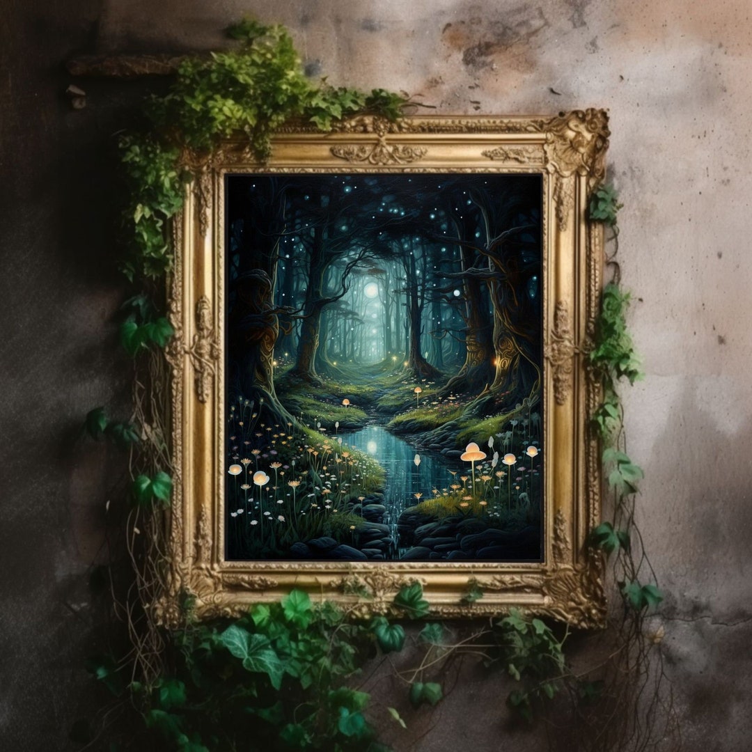 Enchanted Forest | Spiritual Forest, Forest Print, Fantasy Painting ...