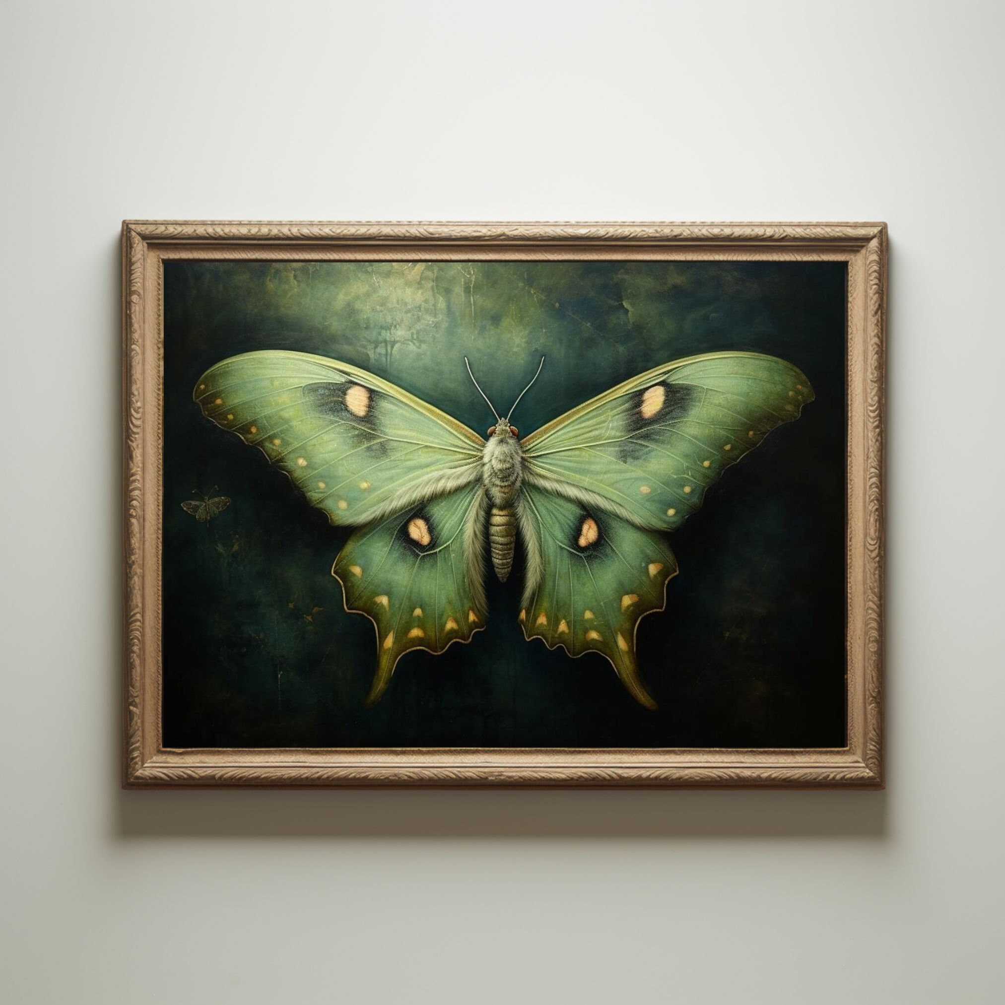 Luna Moth | Dark Floral Gothic Cottagecore Art, Dark Academia Print ...