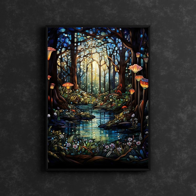 Enchanted Forest | Spiritual Forest, Forest Print, Fantasy Painting ...