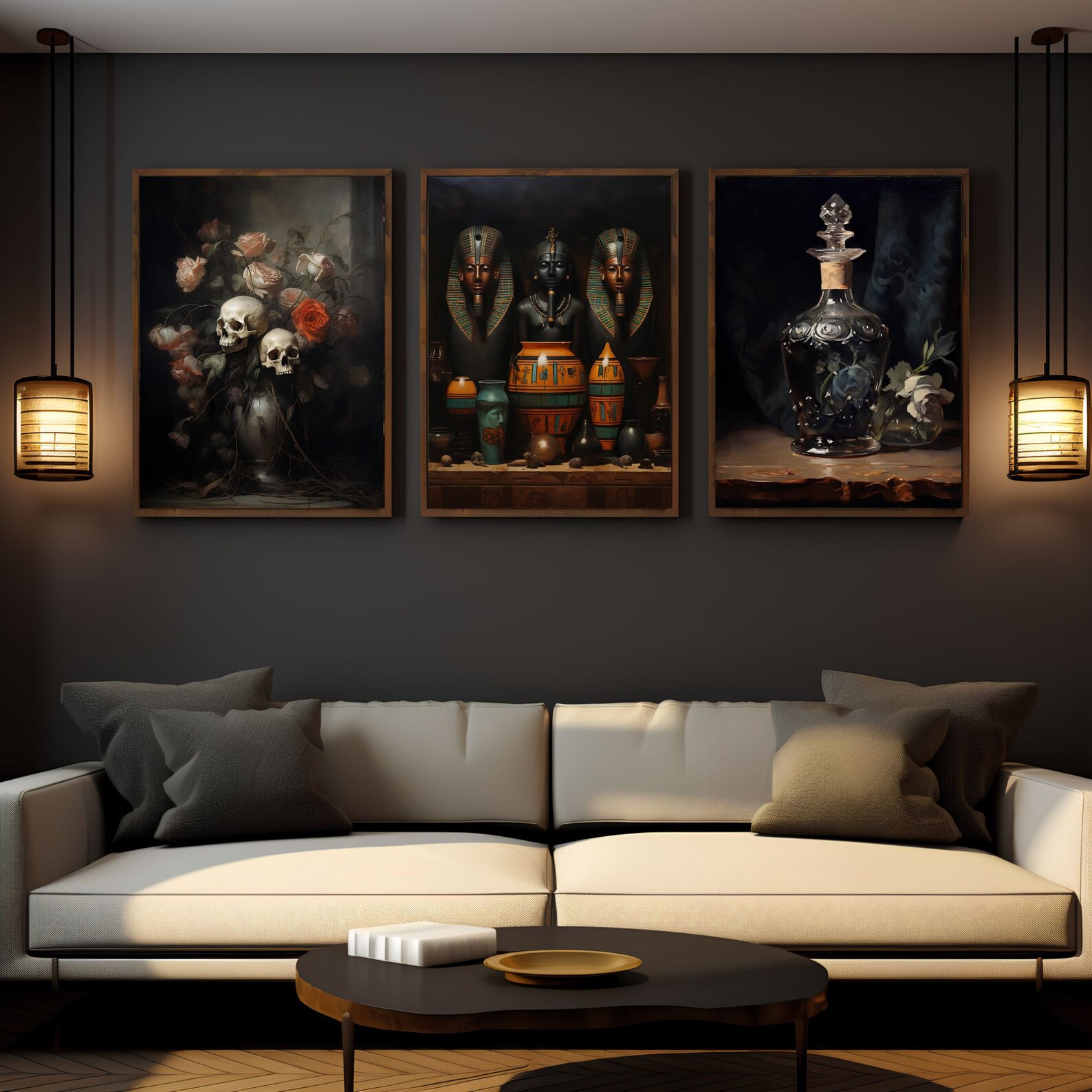 Set of 6 Dark Academia Prints, Vintage Goth Gallery Wall Set, Floral ...