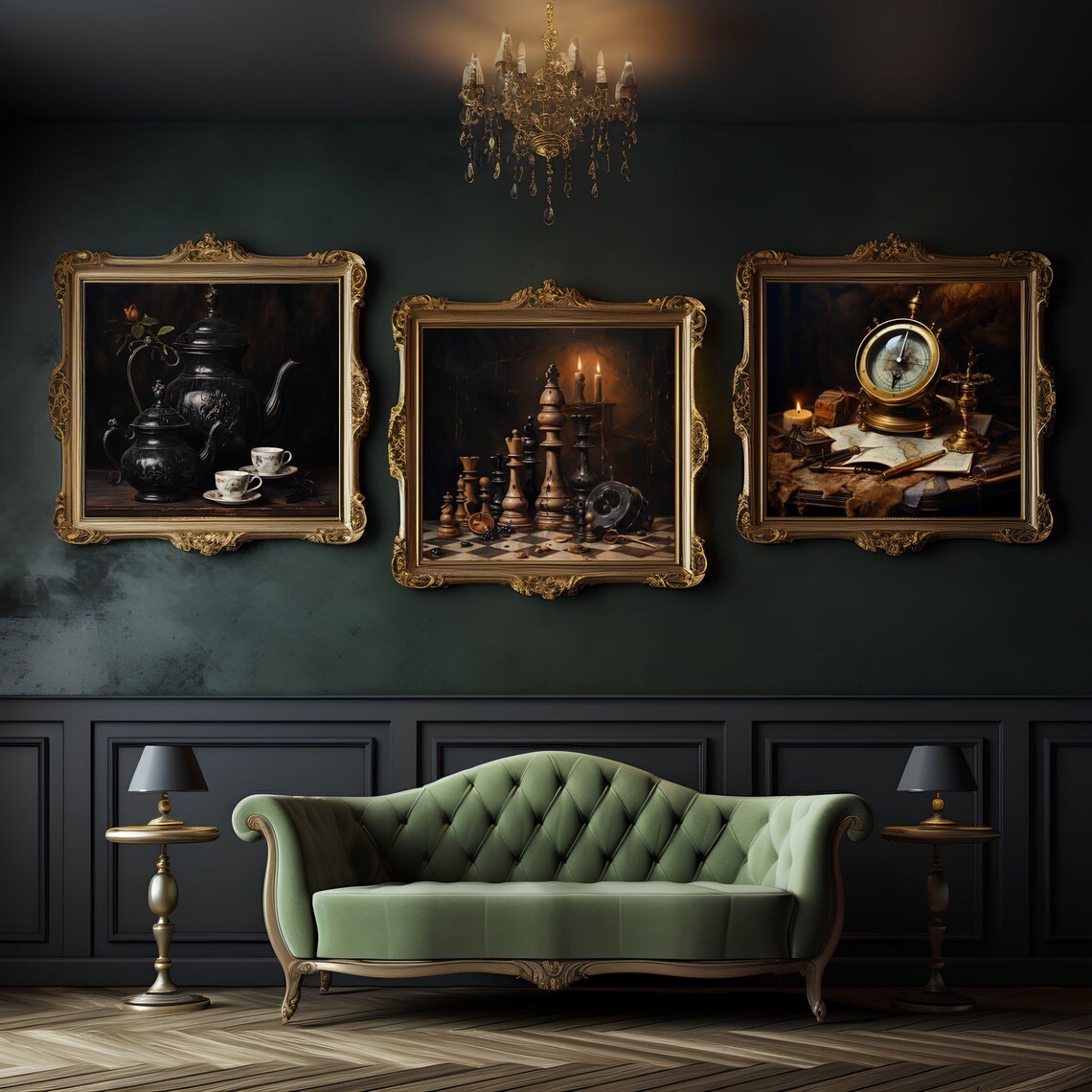 Set of 6 Dark Academia Prints, Vintage Goth Gallery Wall Set, Floral ...