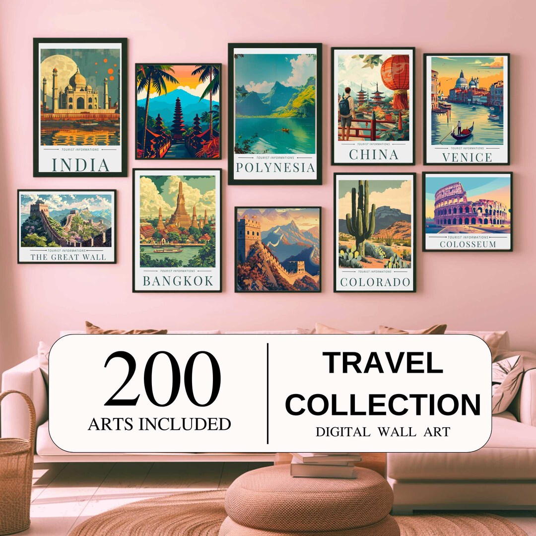Over 200 Travel Posters, World Travel Prints, Digital Art, Aesthetic ...
