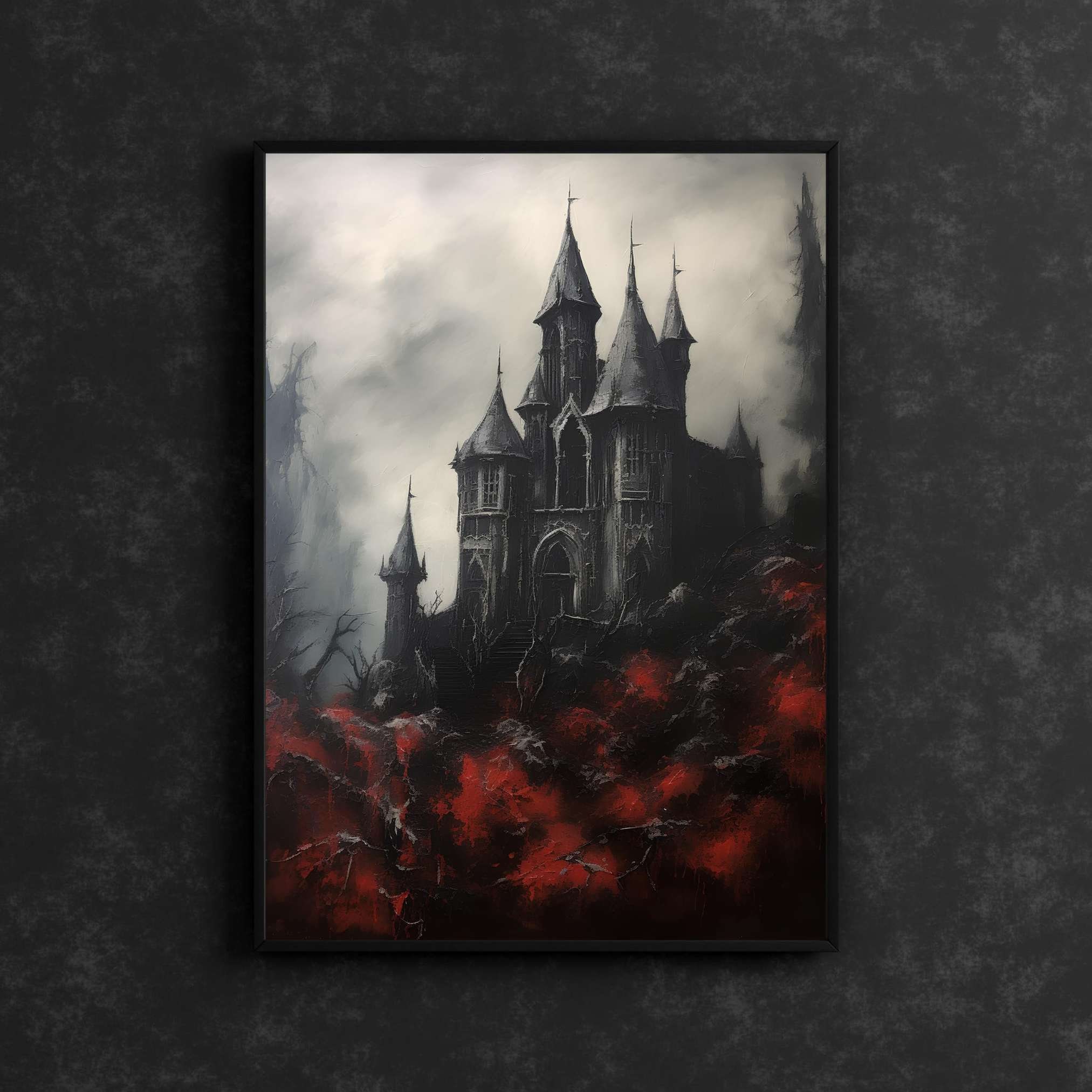 Medieval Castle, Dracula Castle, Oil Painting Printable Wall Art, Dark ...
