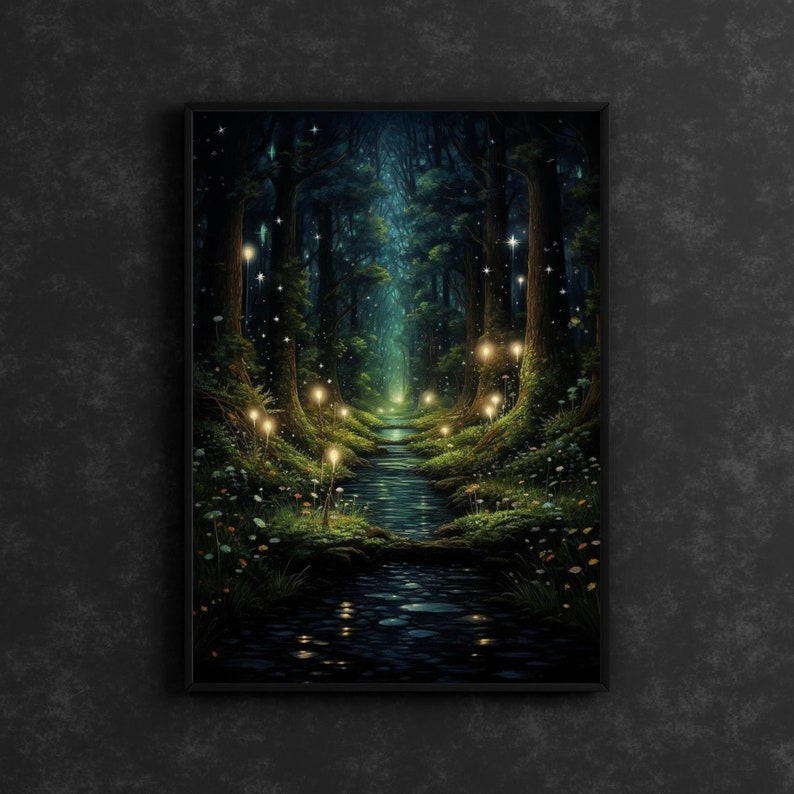Enchanted Forest | Spiritual Forest, Forest Print, Fantasy Painting ...