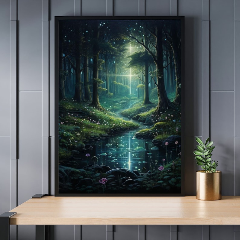 Enchanted Forest | Spiritual Forest, Forest Print, Fantasy Painting ...