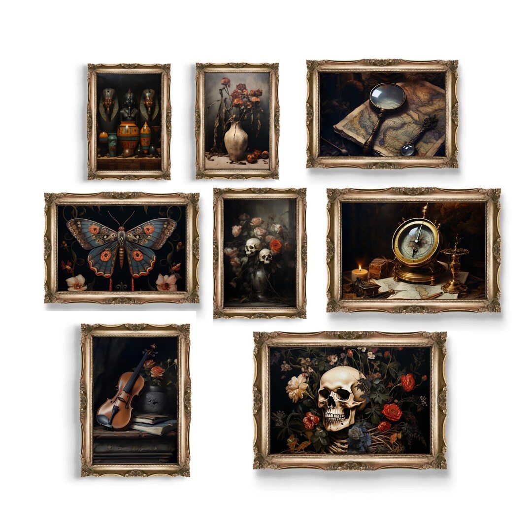 Set of 8 Dark Academia Gallery Wall Set, Vintage Goth, Victorian Room ...