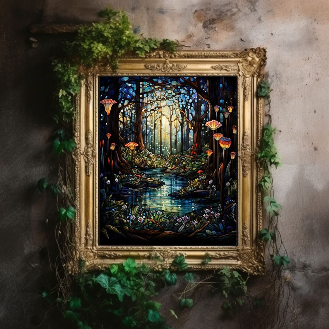 Enchanted Forest Spiritual Forest, Forest Print, Fantasy Painting ...