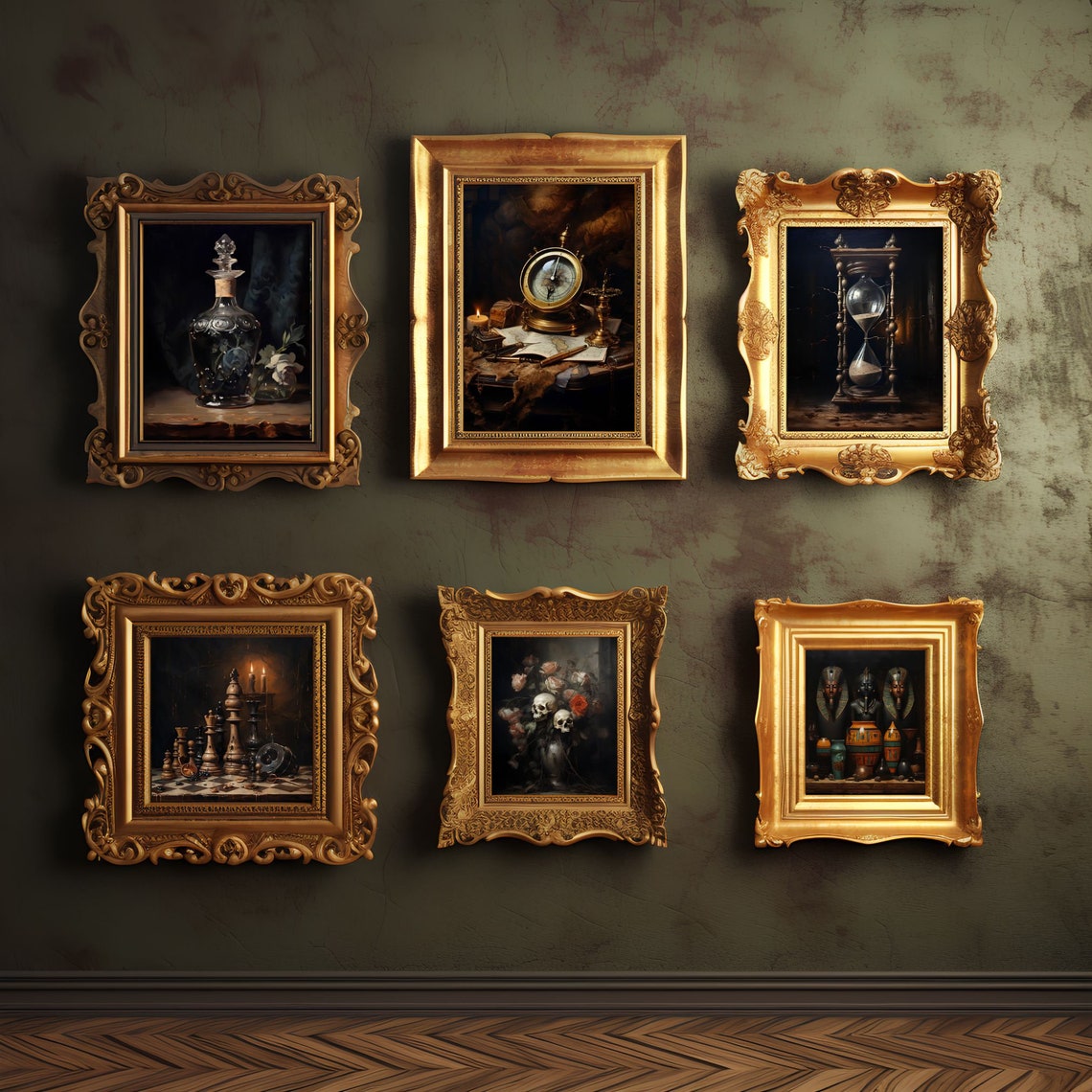 Set of 6 Dark Academia Prints, Vintage Goth Gallery Wall Set, Floral ...