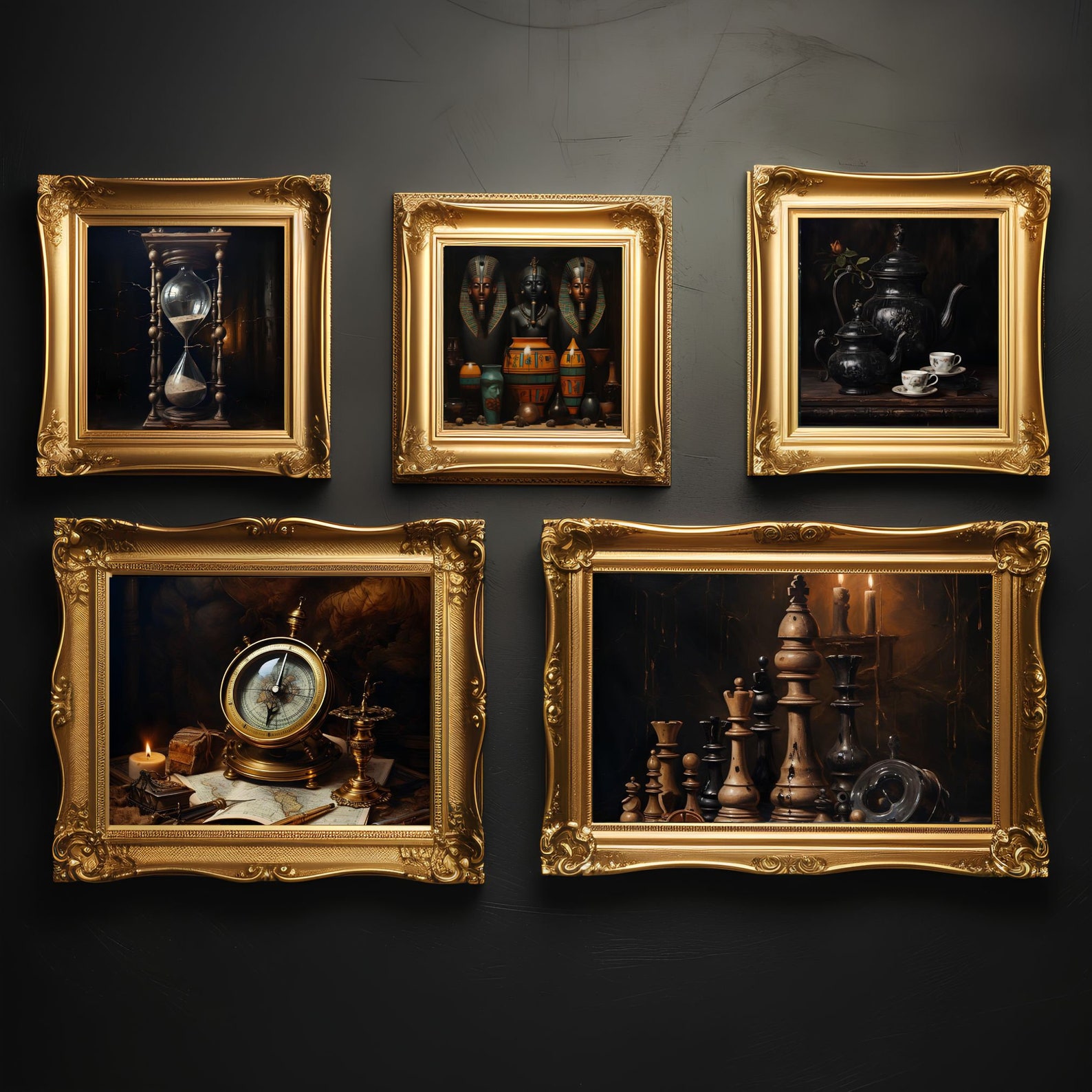 Set of 6 Dark Academia Prints, Vintage Goth Gallery Wall Set, Floral ...