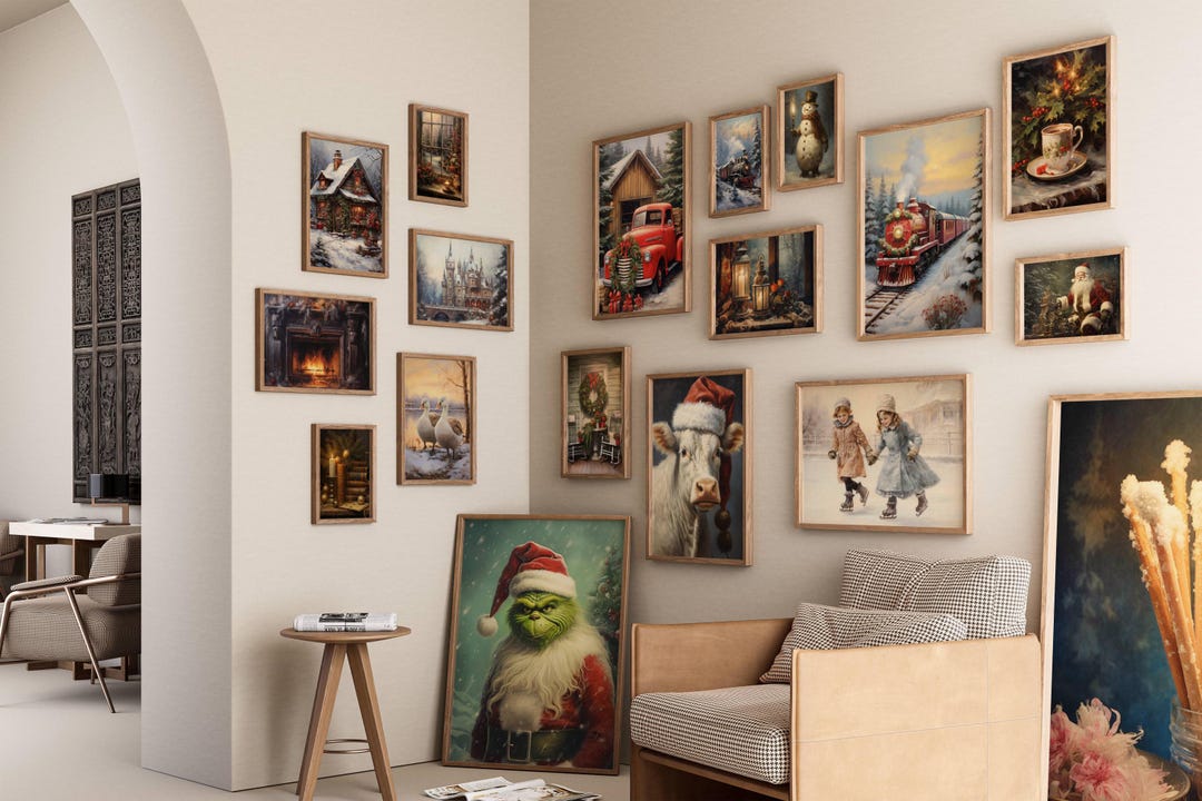 Christmas Print Set, Winter Gallery Wall, 3000 Christmas Prints, Rustic ...