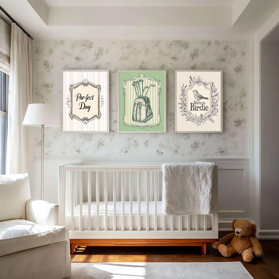 Golf Nursery Wall Art Bundle, Set of 3, Preppy Baby Boy Golf Room Decor ...