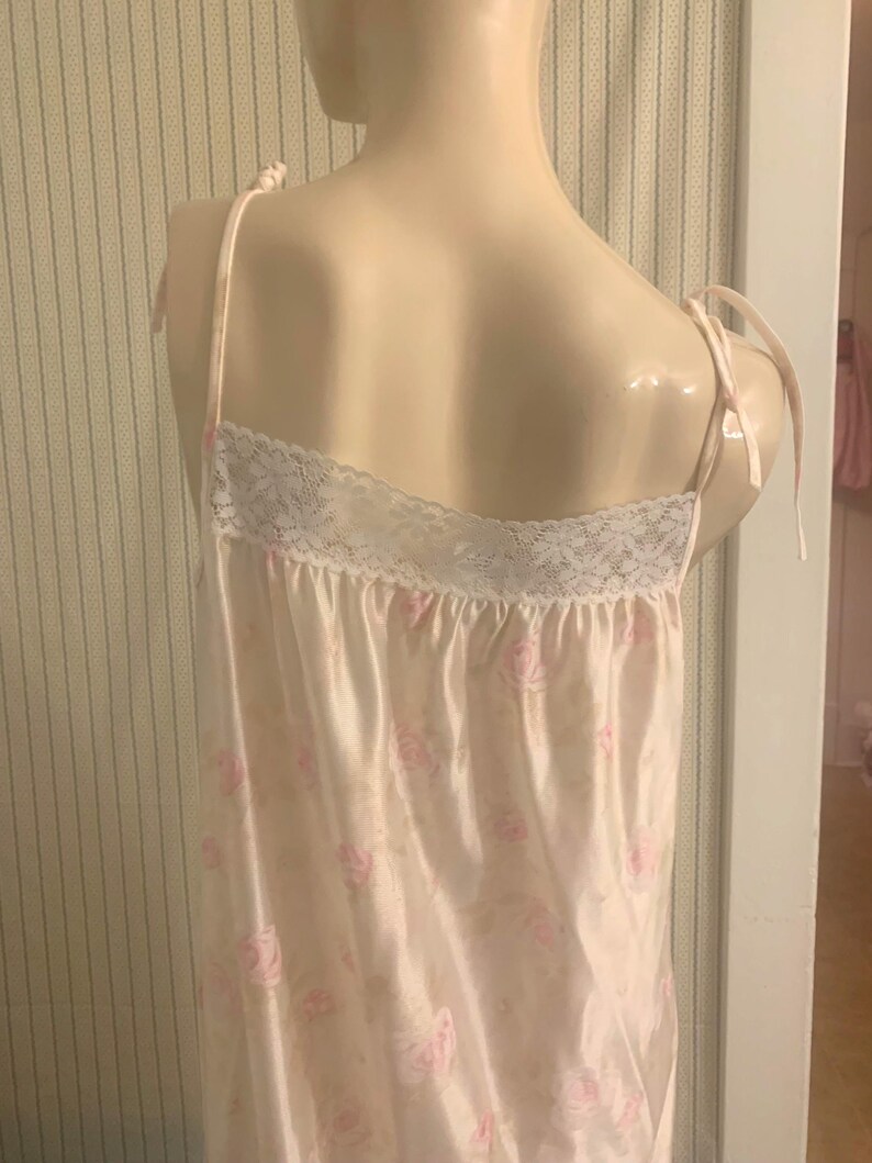 Vintage Satin Nightgown, Roses, S/M - Etsy