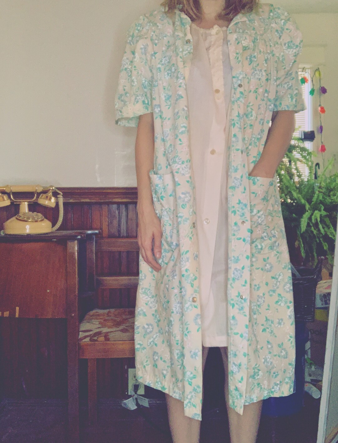 Floral House Coat / Night Robe, Medium - Etsy
