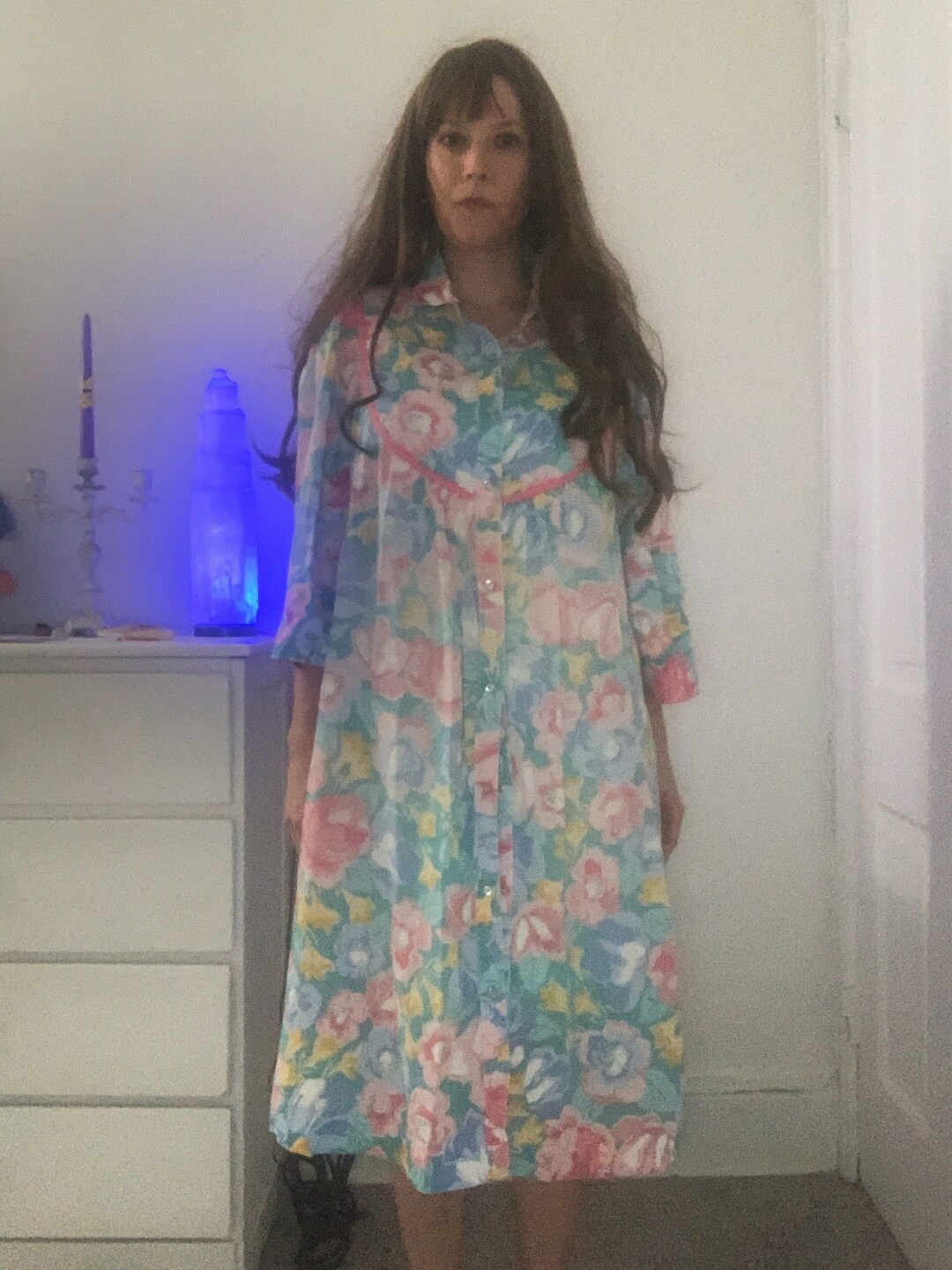 Vintage Floral Snap Button Nightgown / House Coat With Snap Buttons - Etsy