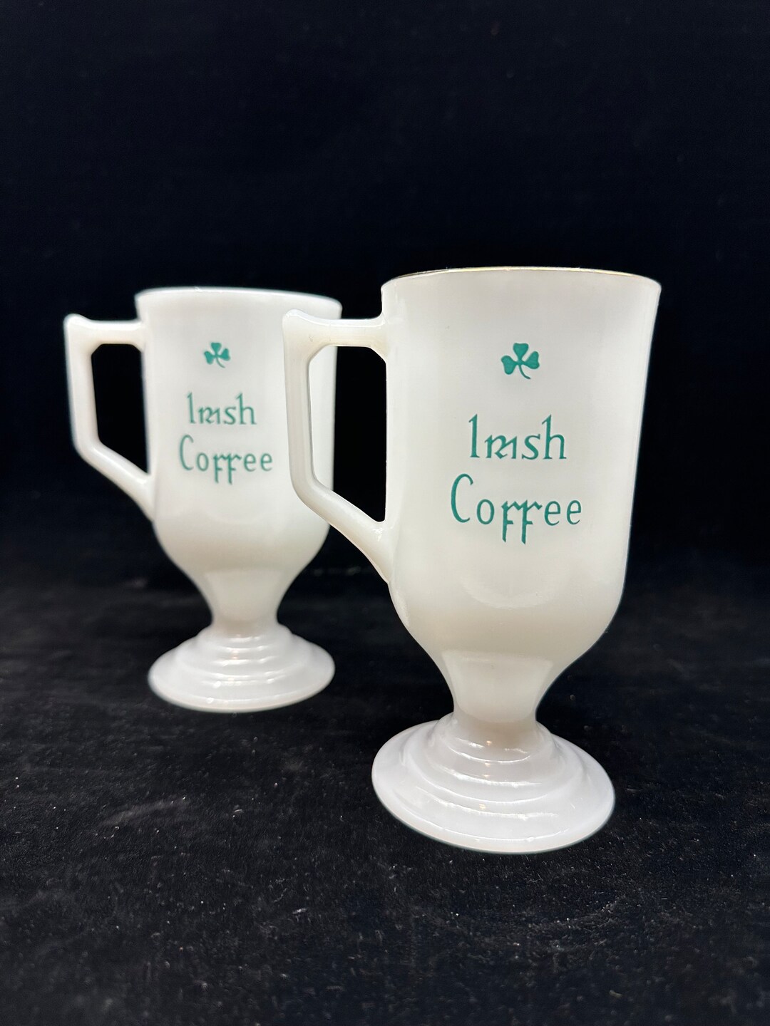 Vintage Milk Glass Irish Coffee Cup With Gold Trim and Shamrocks Set of ...