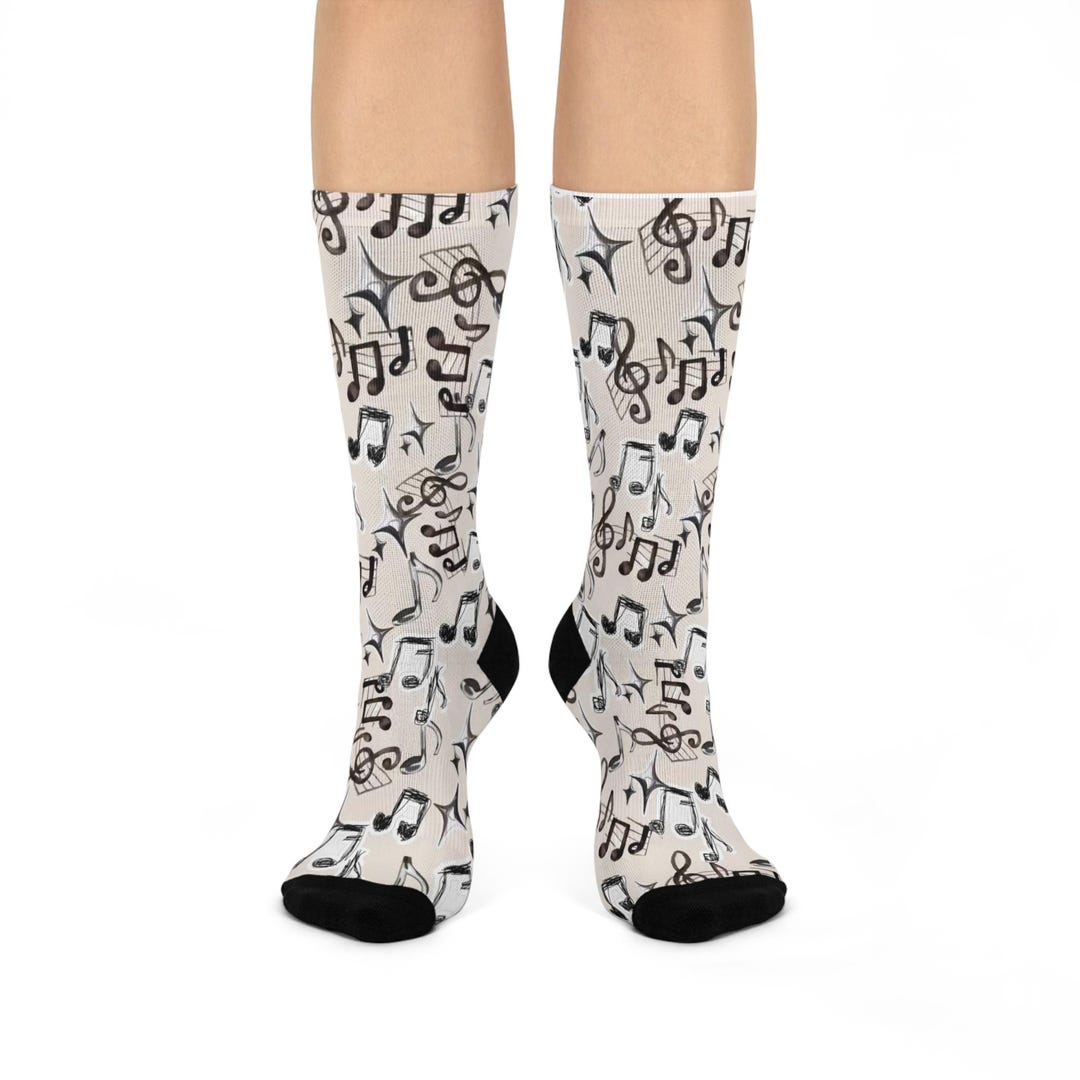 Musical Notes Cushioned Crew Socks - Fun Gift for Musicians - Etsy