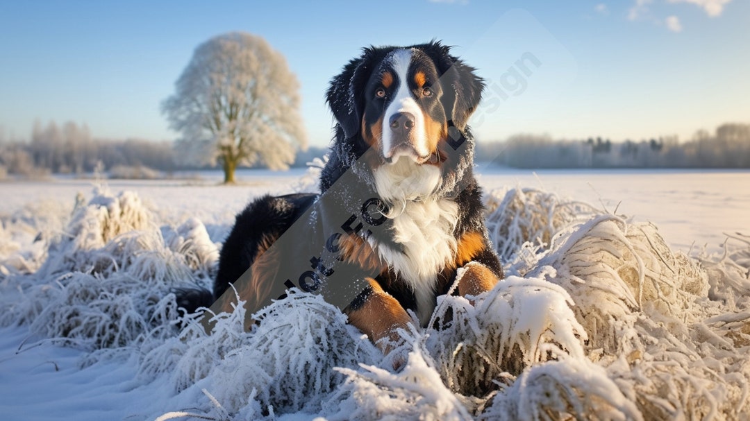 Winter Wonderland Bernese Mountain Dog Wall Art - Digital Download for ...