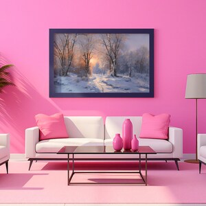Framed Wall Art of Landscape and Nature Canvas, First Winter Snowfall ...