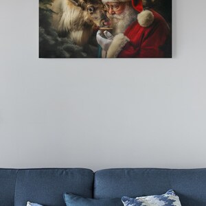 Christmas Eve Magic / Santa Feeding Rudolph / Christmas Decor / Matte ...