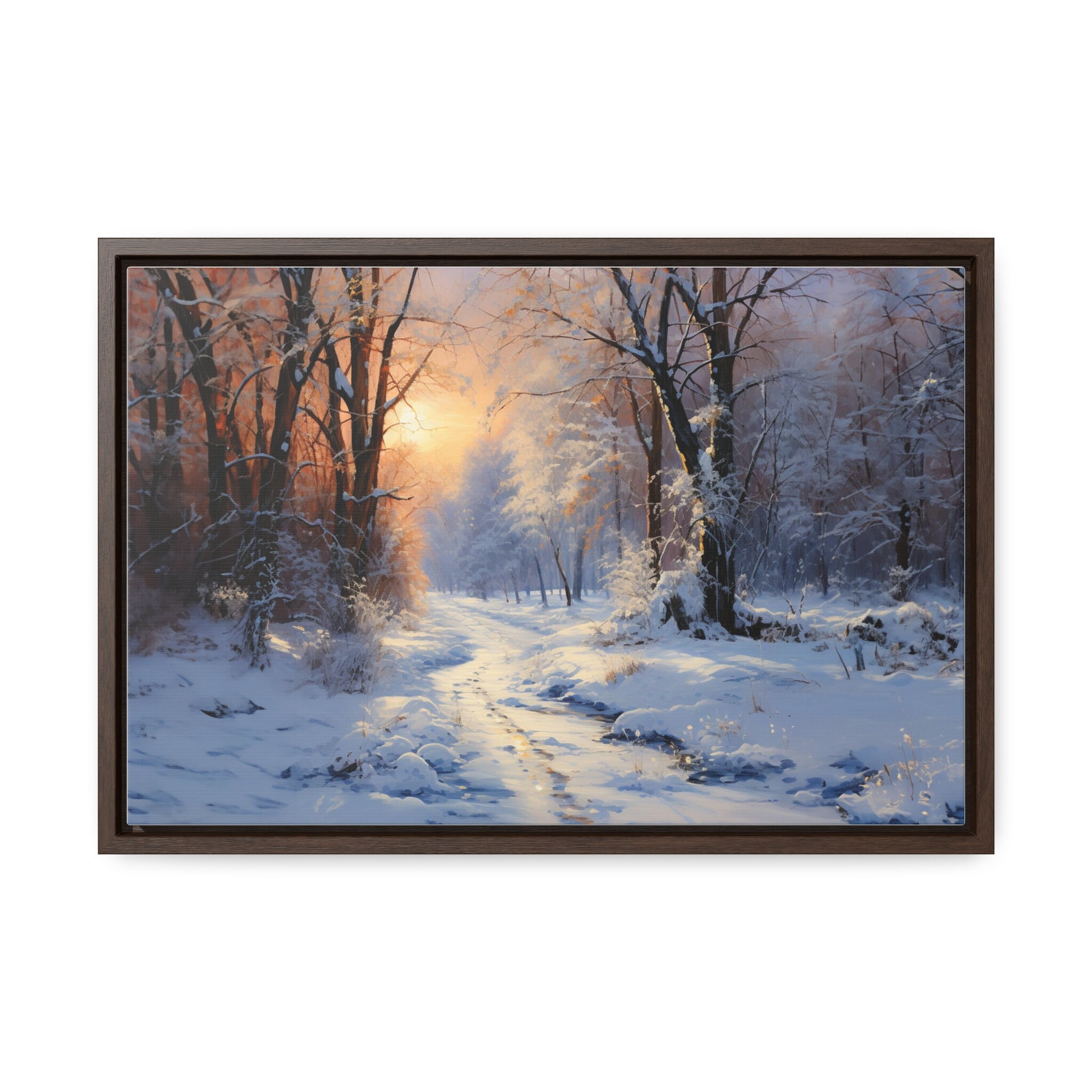 Framed Wall Art of Landscape and Nature Canvas, First Winter Snowfall ...