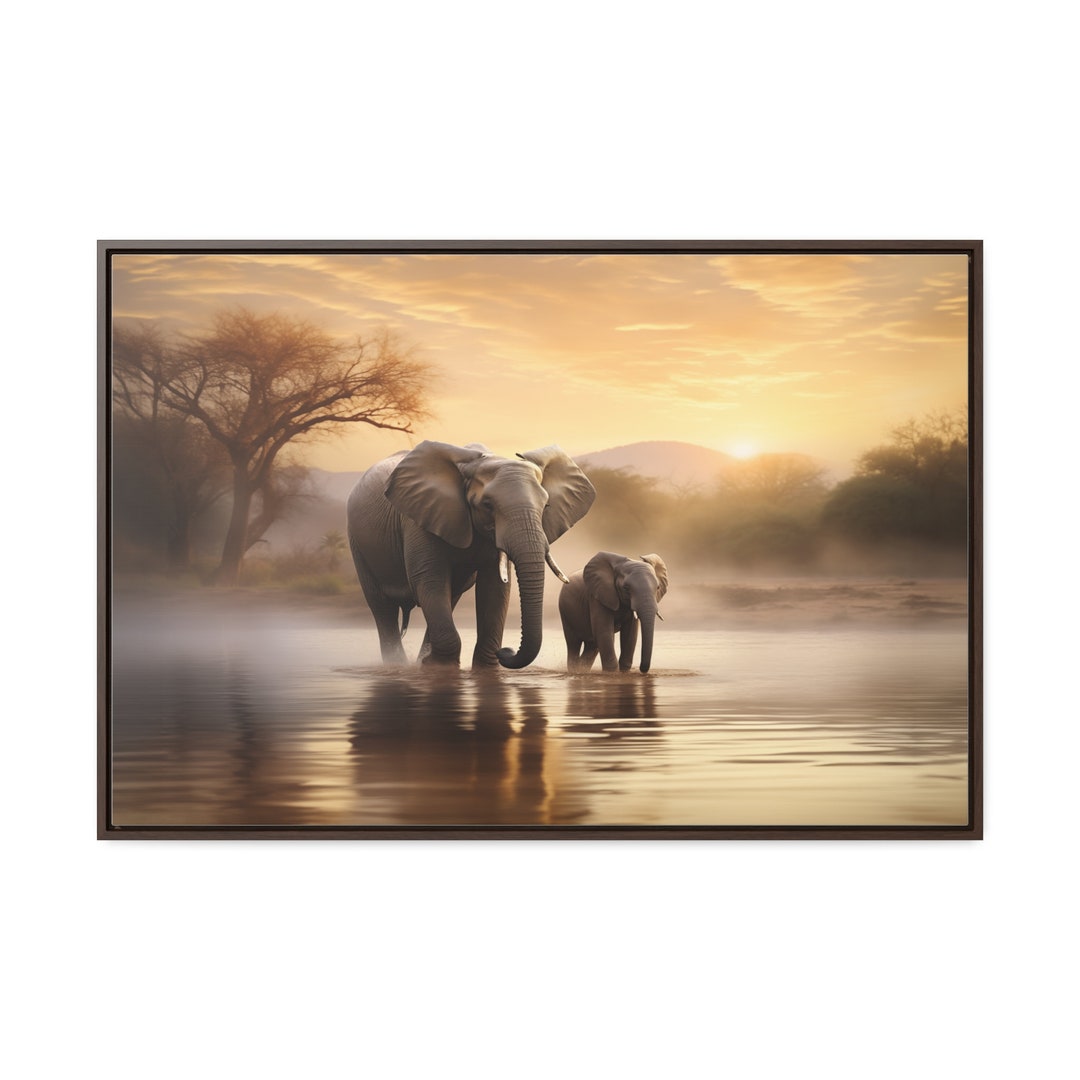 Elephant and Calf Wall Art, Wild Animals, Elephant Portrait, Mother ...