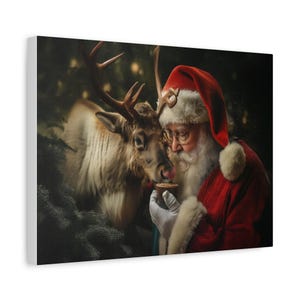 Christmas Eve Magic / Santa Feeding Rudolph / Christmas Decor / Matte ...