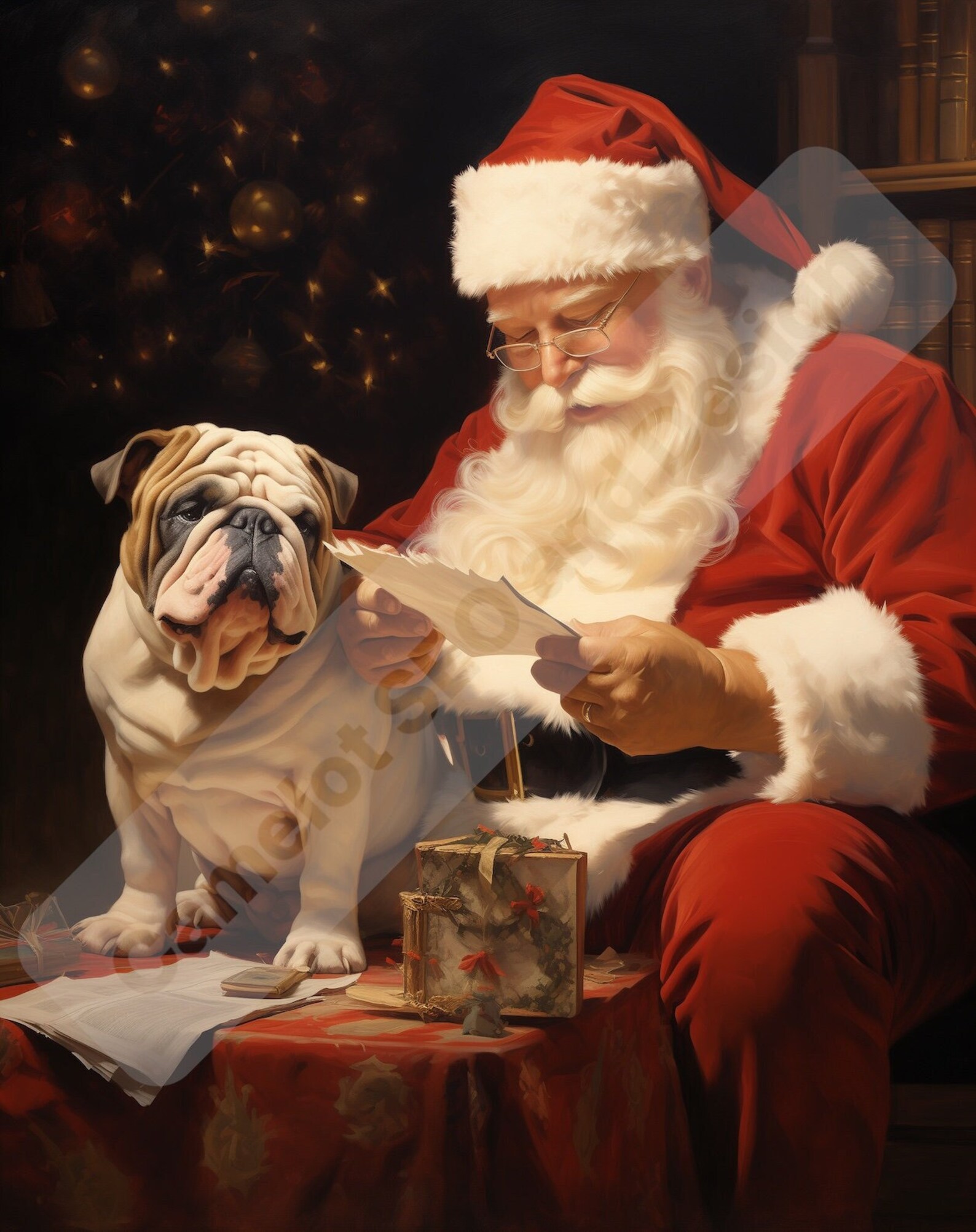 Santa Claus With English Bulldog Jpg, (digital Download). Christmas ...