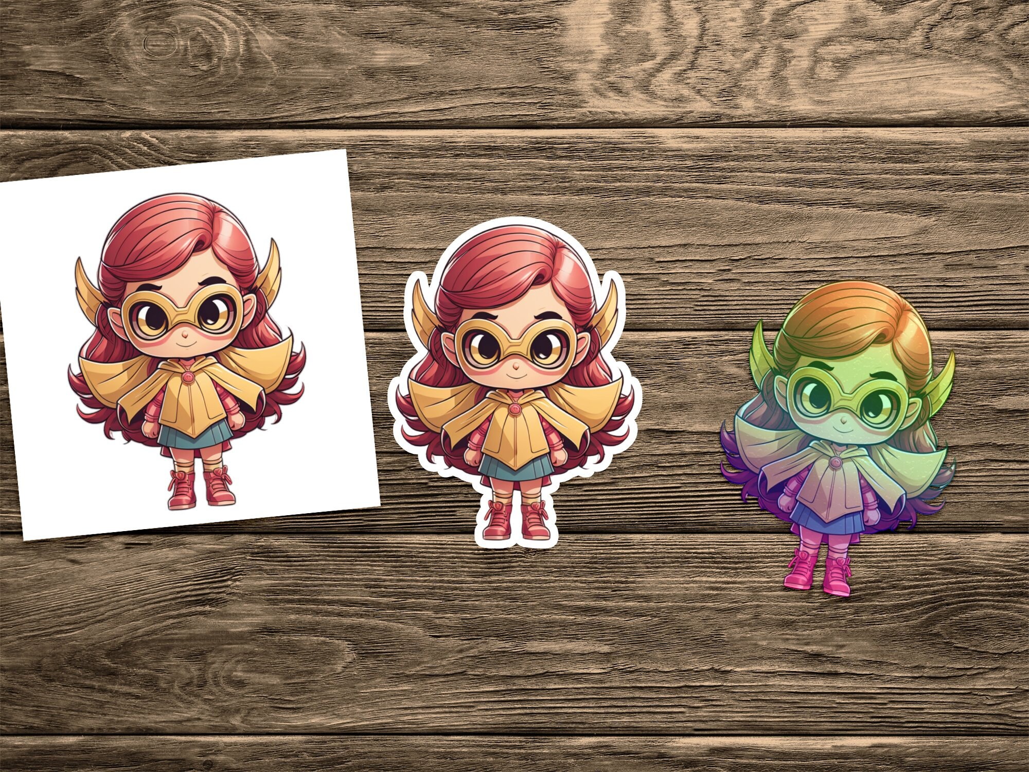 Cute Superhero Girl Sticker, Cartoon Character Decal, Kids Fun Sticker ...