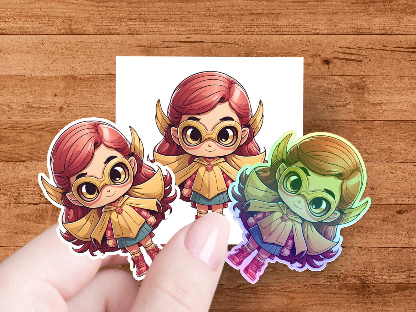 Cute Superhero Girl Sticker, Cartoon Character Decal, Kids Fun Sticker ...