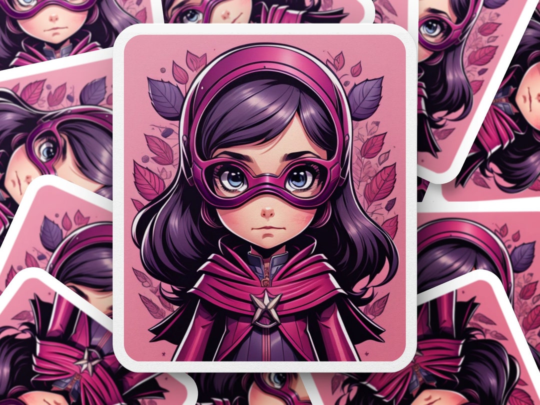 Cute Superhero Girl Sticker, Pink Vinyl Decal, Cartoon, Girly Sticker ...
