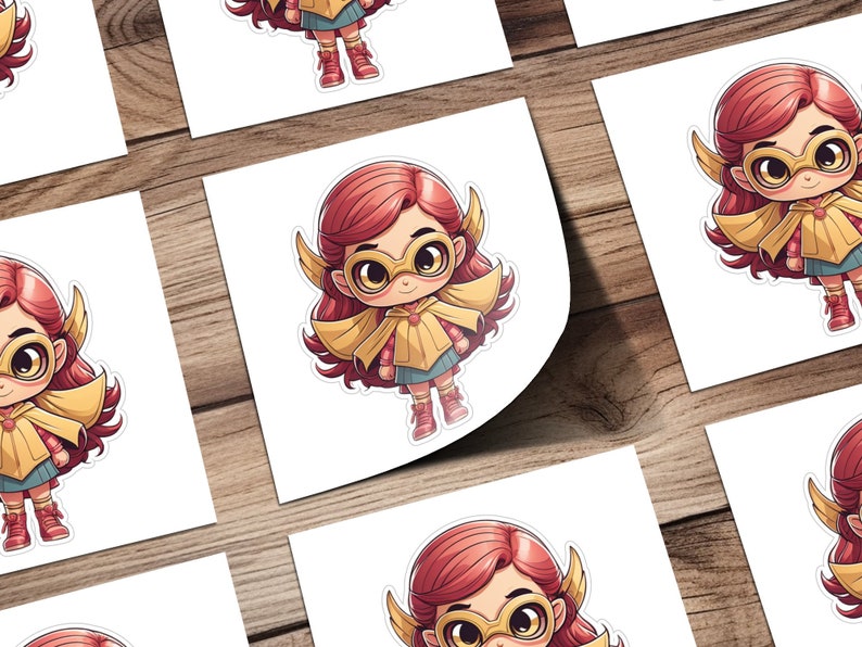 Cute Superhero Girl Sticker, Cartoon Character Decal, Kids Fun Sticker ...