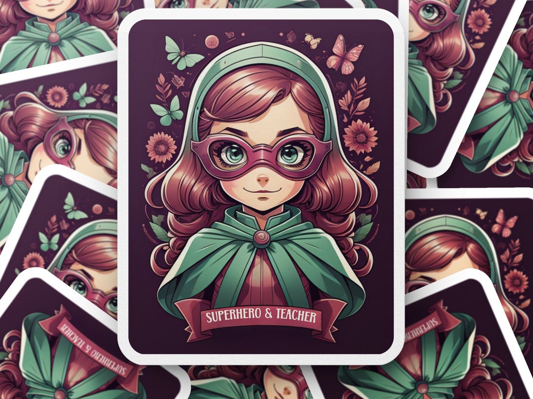 Superhero Teacher Gift, Cute Cartoon Teacher Sticker for Educator ...