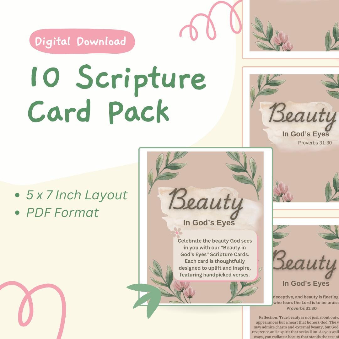Beauty in God's Eyes Christian Scripture Cards 10 Printable Cards With ...