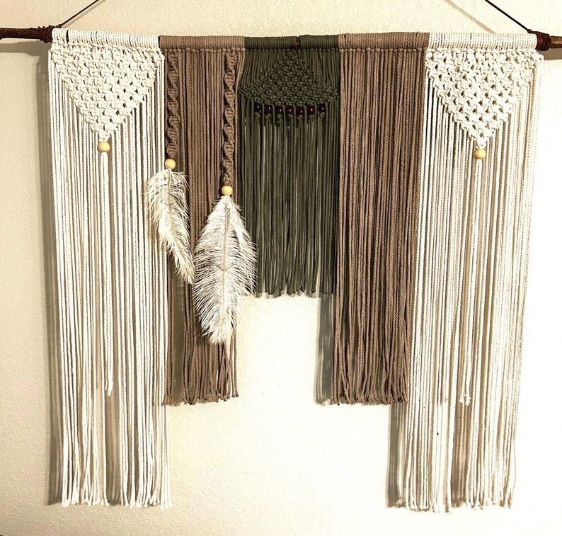 Boho Macramé Wall Hanging With Feathers and Beads | Neutral Toned Home ...