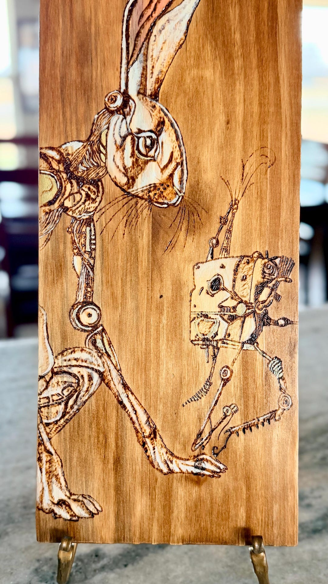 White Rabbit #8 – Original Pyrography Wood Burning Art, Surreal White ...