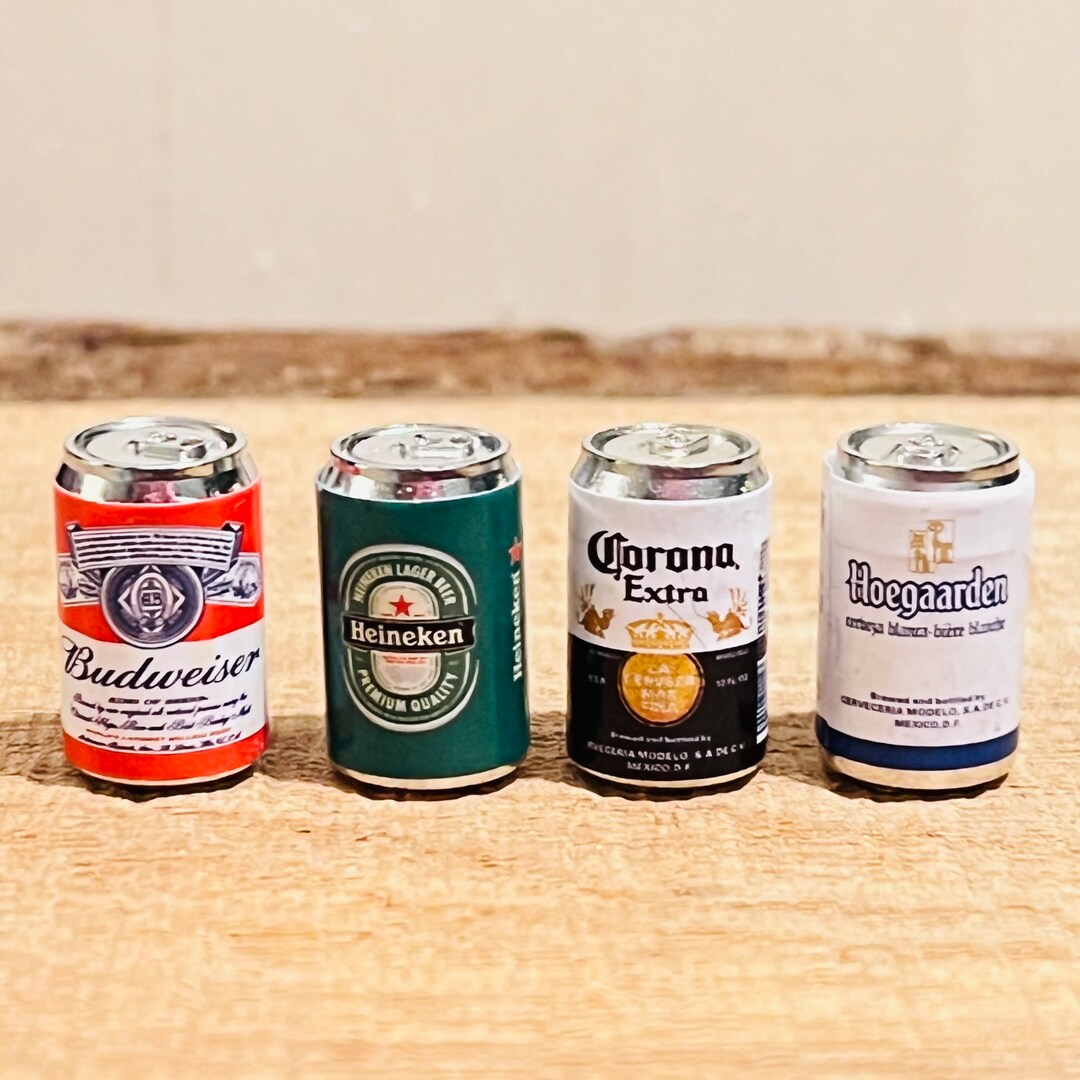 Dollhouse Miniature Beer Cans, Budweiser, Heineken & Corona Light ...