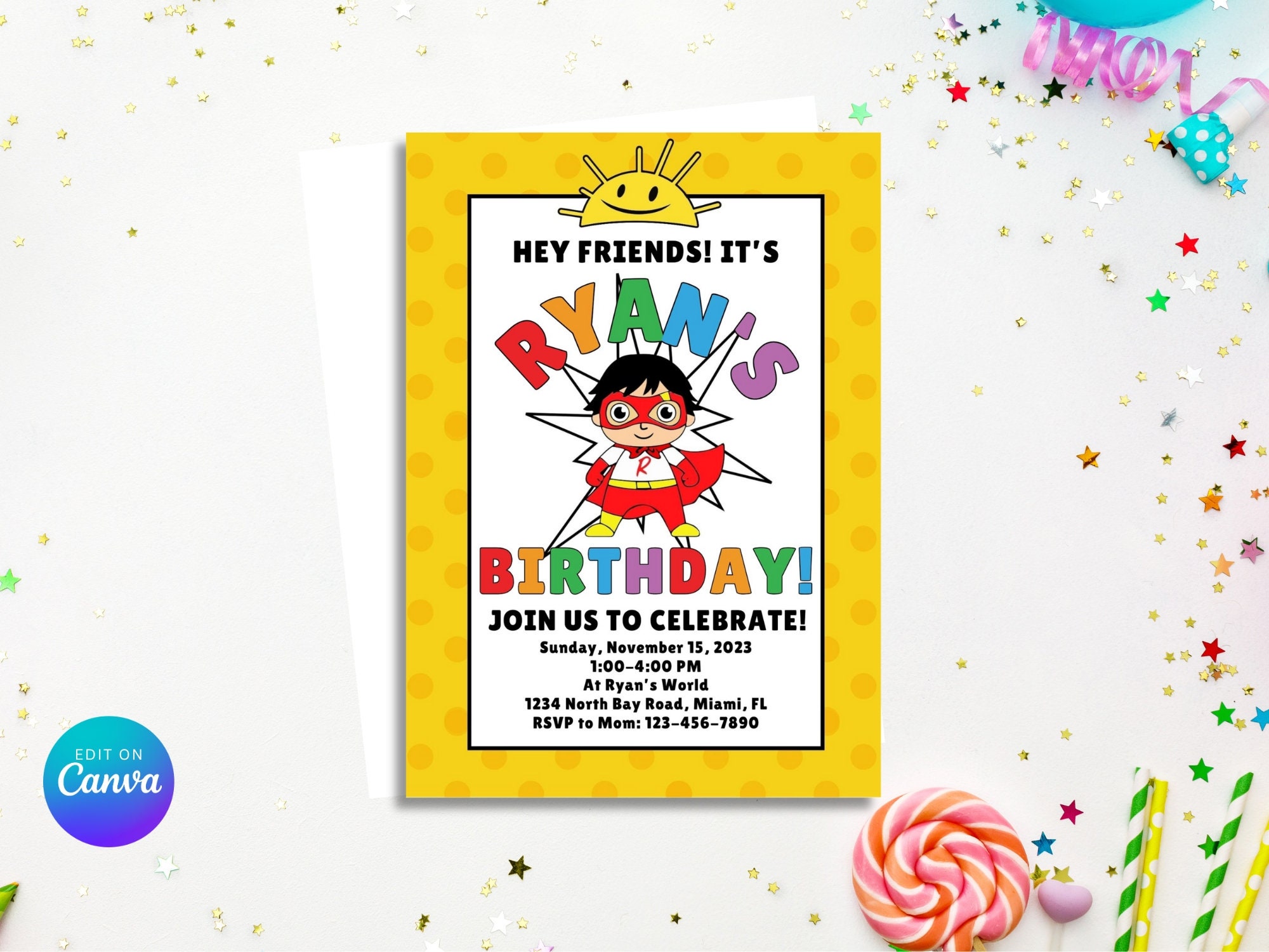 Ryan's World Birthday Digital Invitation - Etsy