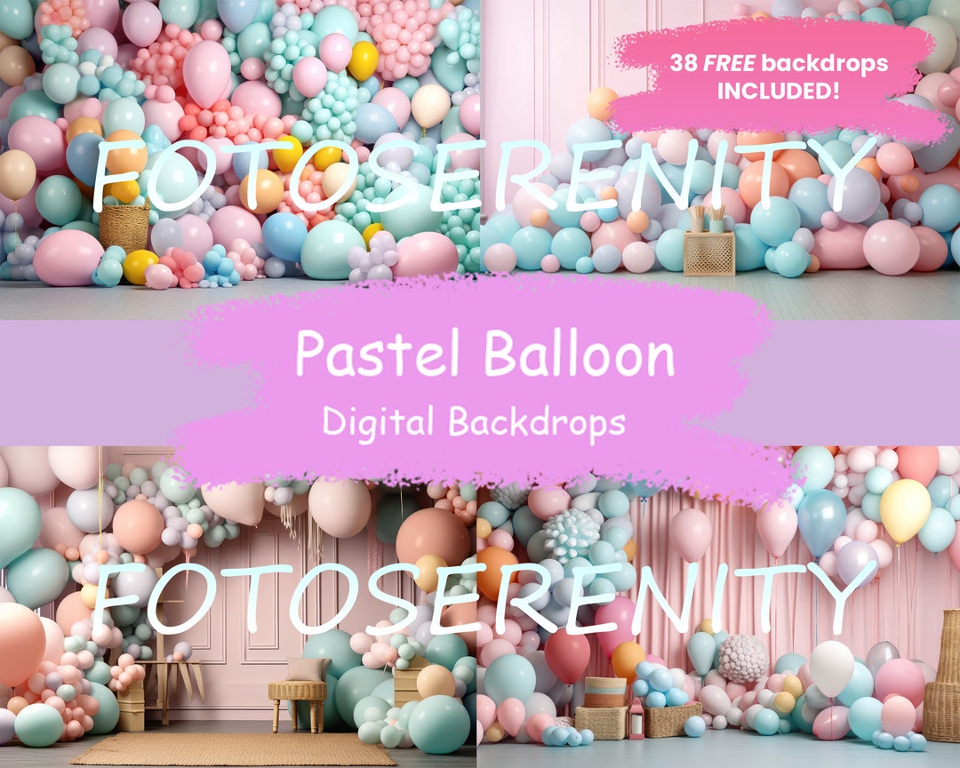 10 Pastel Colored Balloon Backdrops Maternity Backgrounds Birthday ...