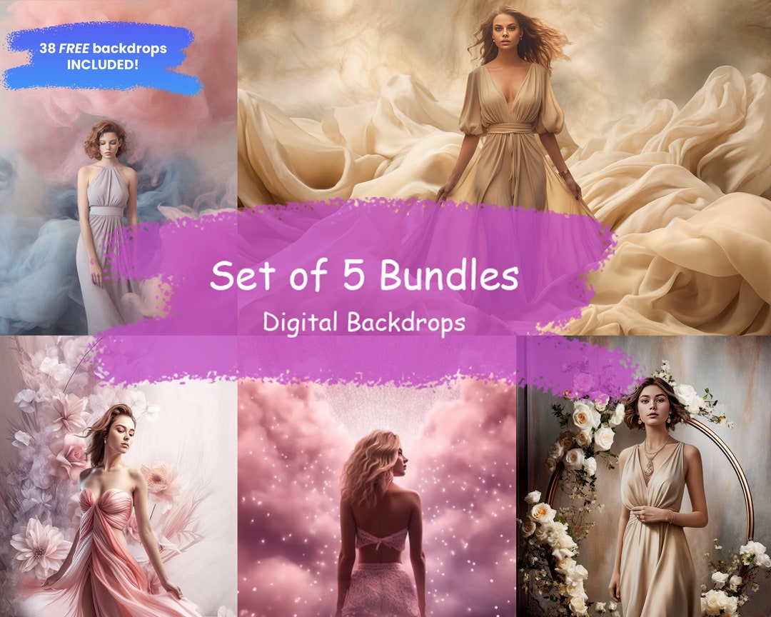 62 Deluxe Bundle Digital Backdrops in This Set of 5 Bundles! Maternity Backdrops Smoke Backdrops ...