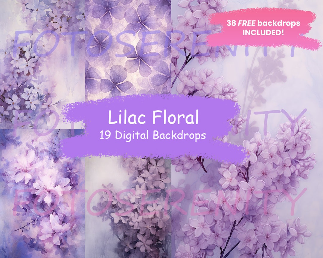Lilac Floral Digital Backdrops Purple Backdrops Purple Flowers ...