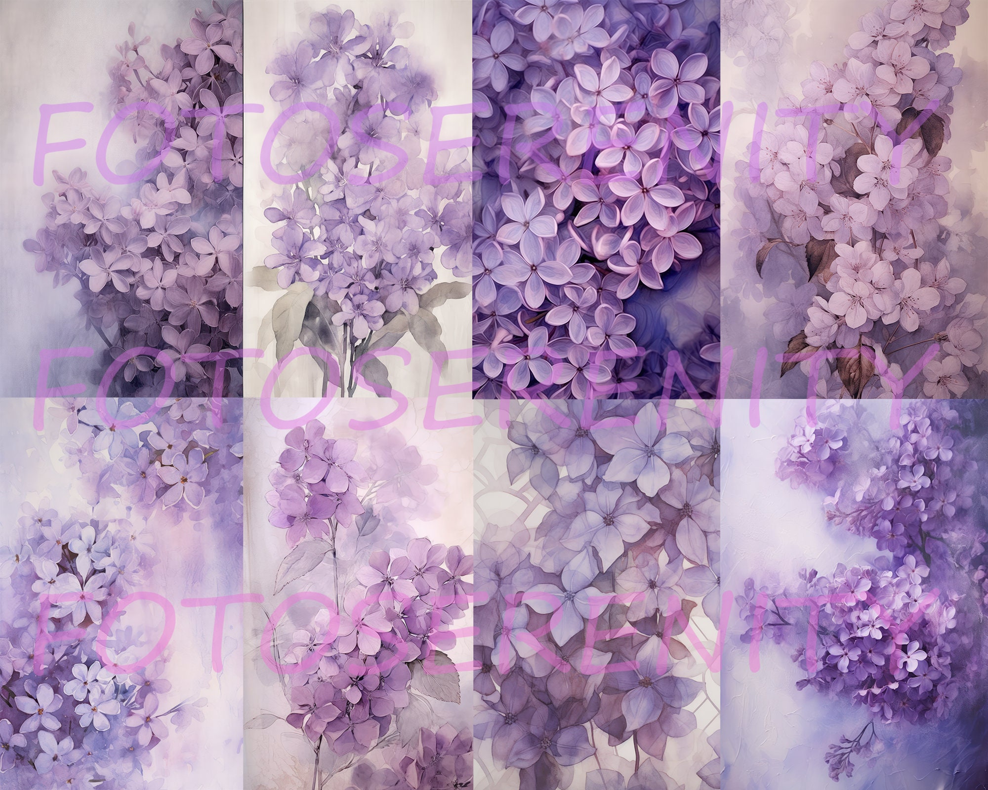 Lilac Floral Digital Backdrops Purple Backdrops Purple Flowers ...